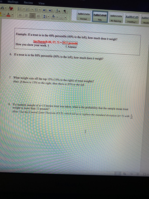 Solved Title No Spacing Heading 1 Reminder: Using NormalCDF | Chegg.com