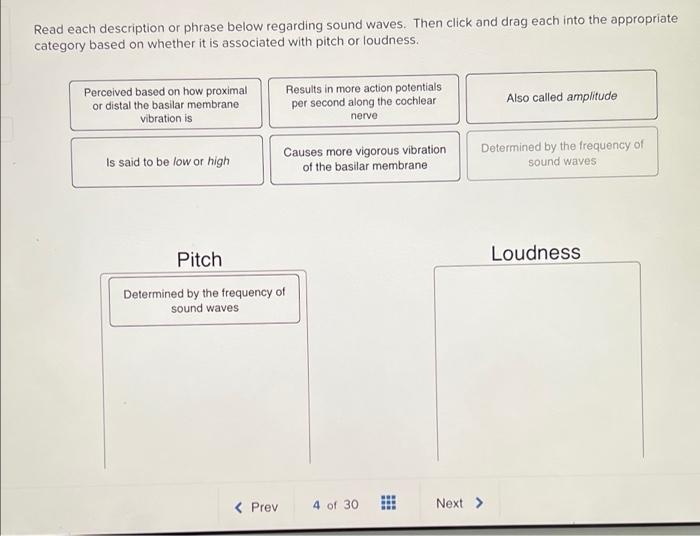 Solved Read each description or phrase below regarding sound | Chegg.com