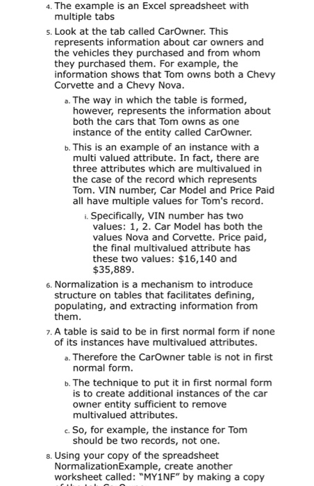 4. The example is an Excel spreadsheet with multiple | Chegg.com