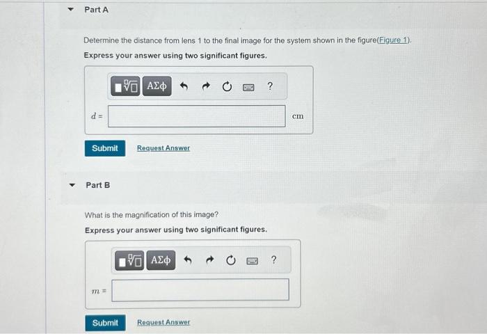 Solved Determine the distance from lens 1 to the final image | Chegg.com