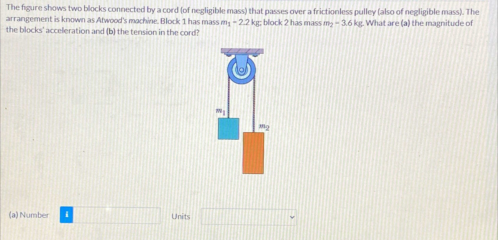 Solved The figure shows two blocks connected by a cord (of | Chegg.com