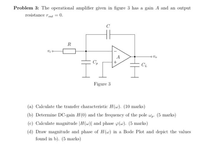 Solved Problem 3: The operational amplifier given in figure | Chegg.com