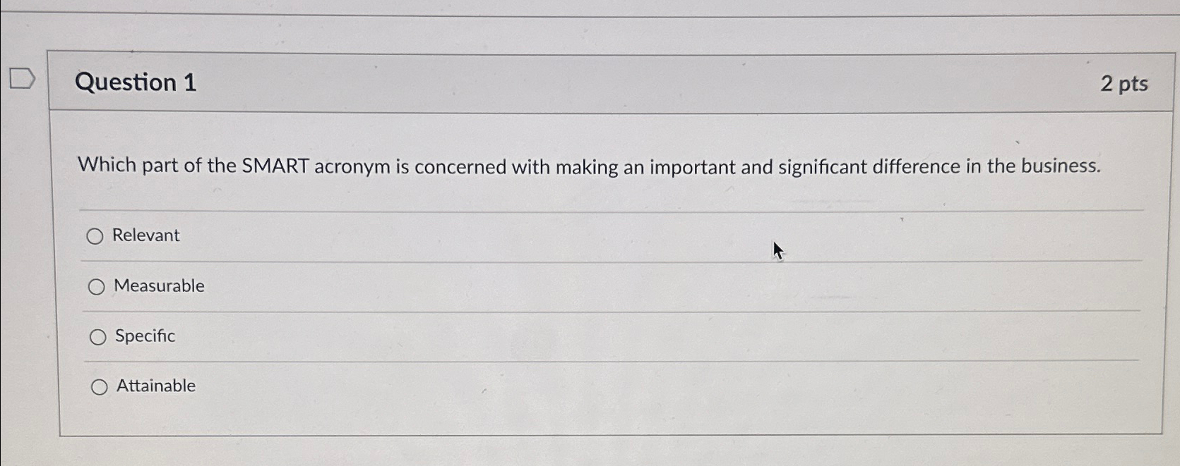 Solved Question 12 ﻿ptsWhich part of the SMART acronym is | Chegg.com