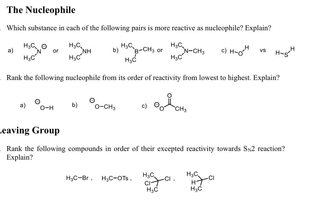 Solved The NucleophileWhich substance in each of the | Chegg.com
