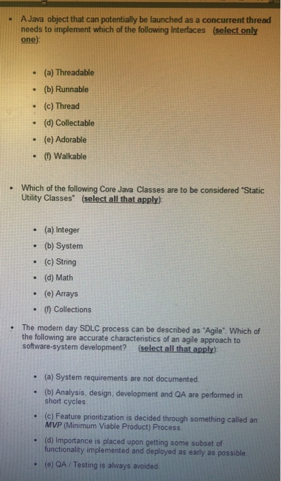 Solved A Java object that can potentially be launched as a | Chegg.com