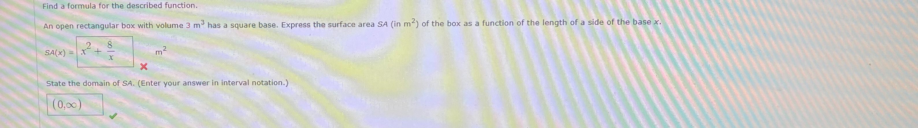 Solved Find a formula for the described function.An open | Chegg.com