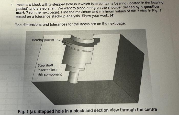 Solved 1. Here is a block with a stepped hole in it which is | Chegg.com