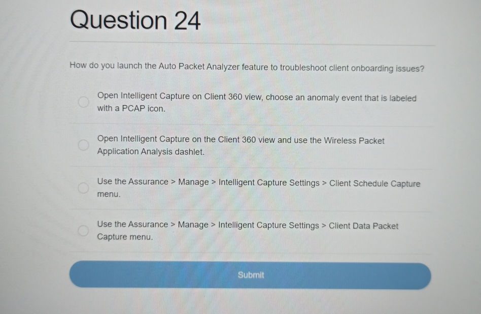 Solved Question 24How do you launch the Auto Packet Analyzer | Chegg.com