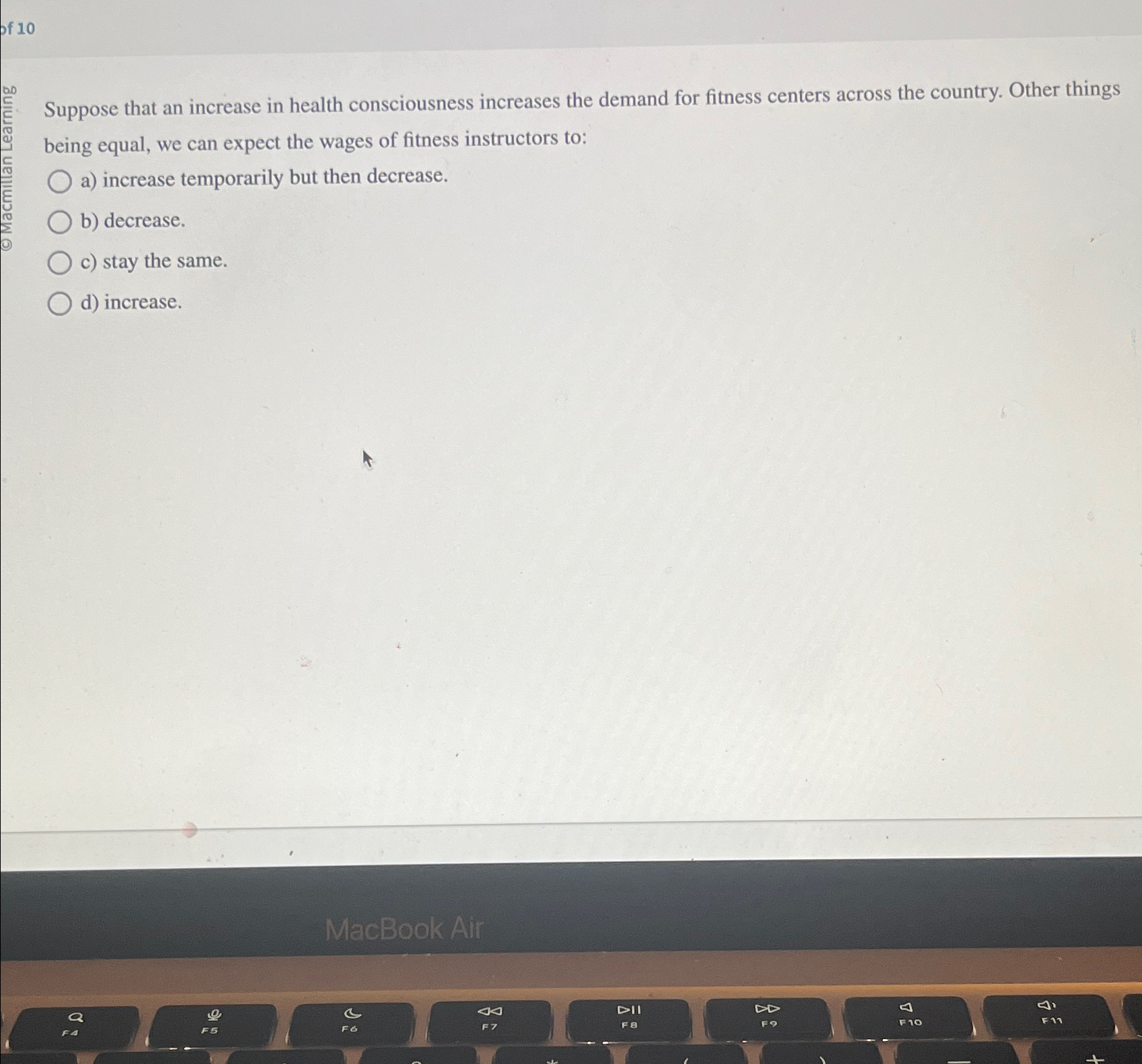 Solved of 10Suppose that an increase in health consciousness | Chegg.com