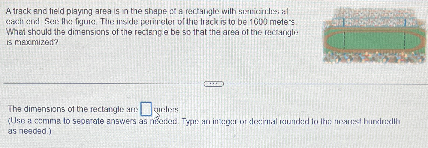 Solved A track and field playing area is in the shape of a | Chegg.com