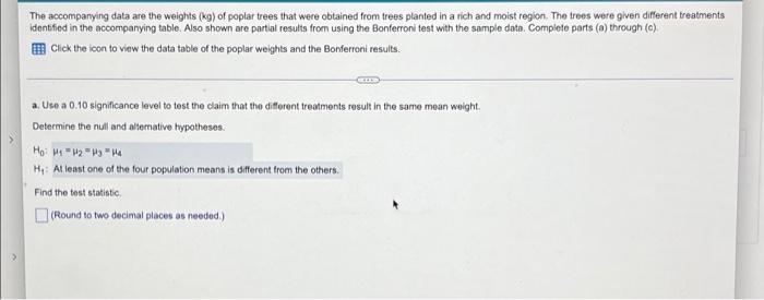 Solved The accompanying data are the weights (kg) of poplar | Chegg.com