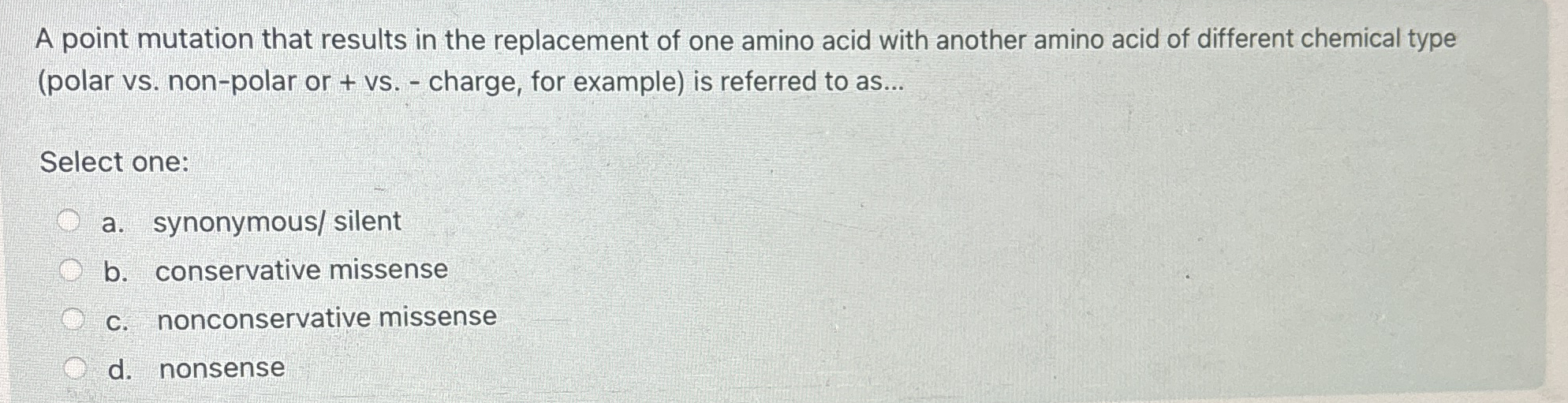 Solved A point mutation that results in the replacement of | Chegg.com