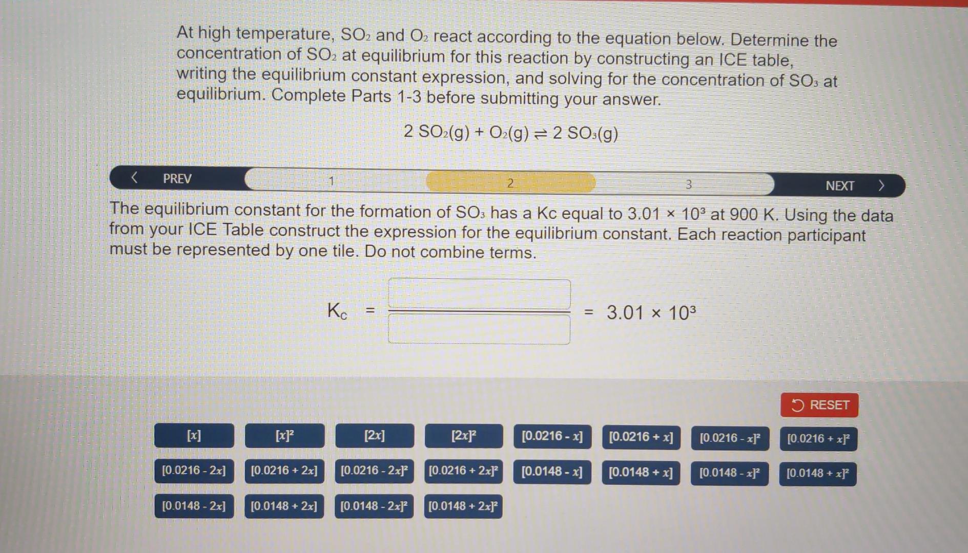 Solved At high temperature, SO2 and O2 react according to | Chegg.com