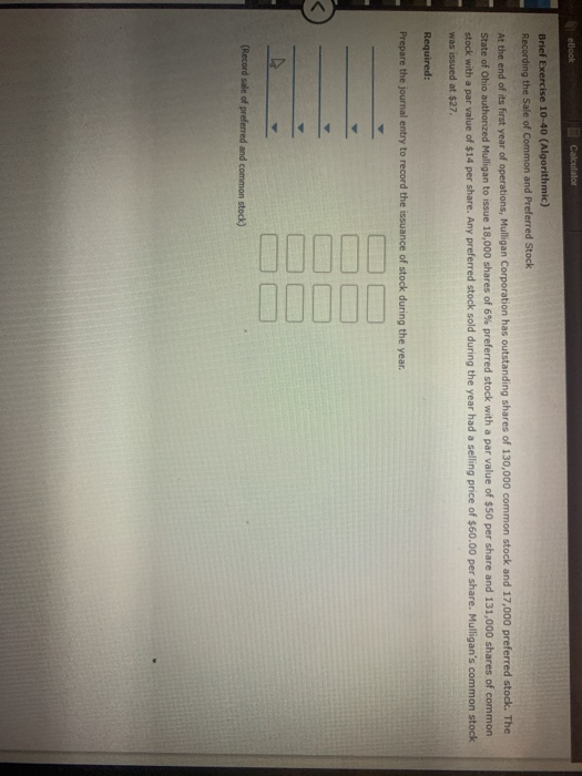 Solved eBook Calculator Brief Exercise 10-40 (Algorithmic) | Chegg.com