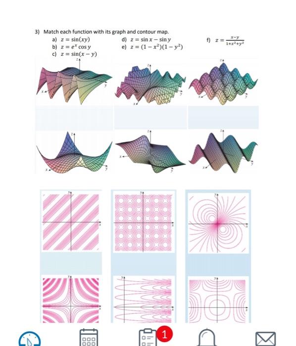 Solved 3) Match each function with its graph and contour | Chegg.com