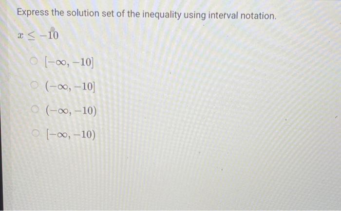 Solved Express the solution set of the inequality using | Chegg.com