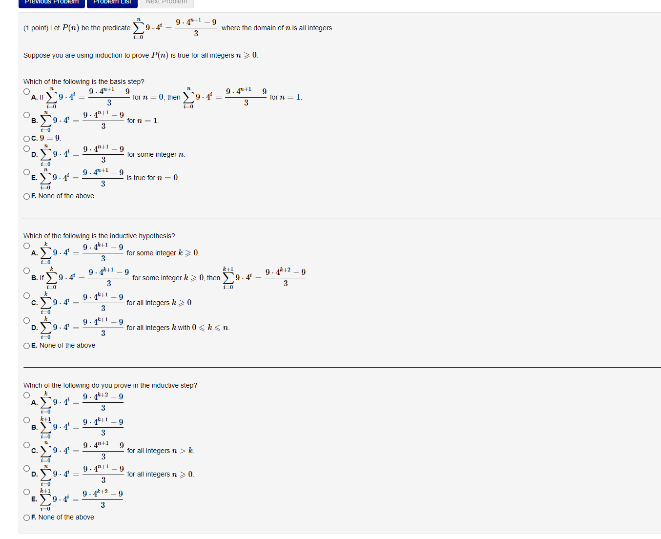 Solved (1 ﻿point) ﻿Let P(n) ﻿be the predicate | Chegg.com