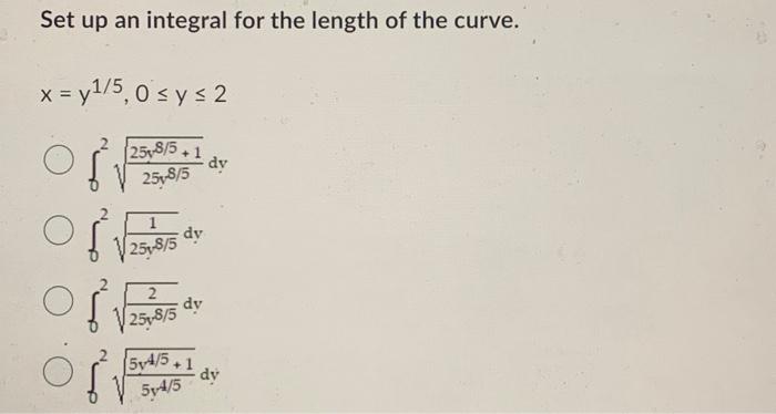Solved Set up an integral for the length of the curve. | Chegg.com