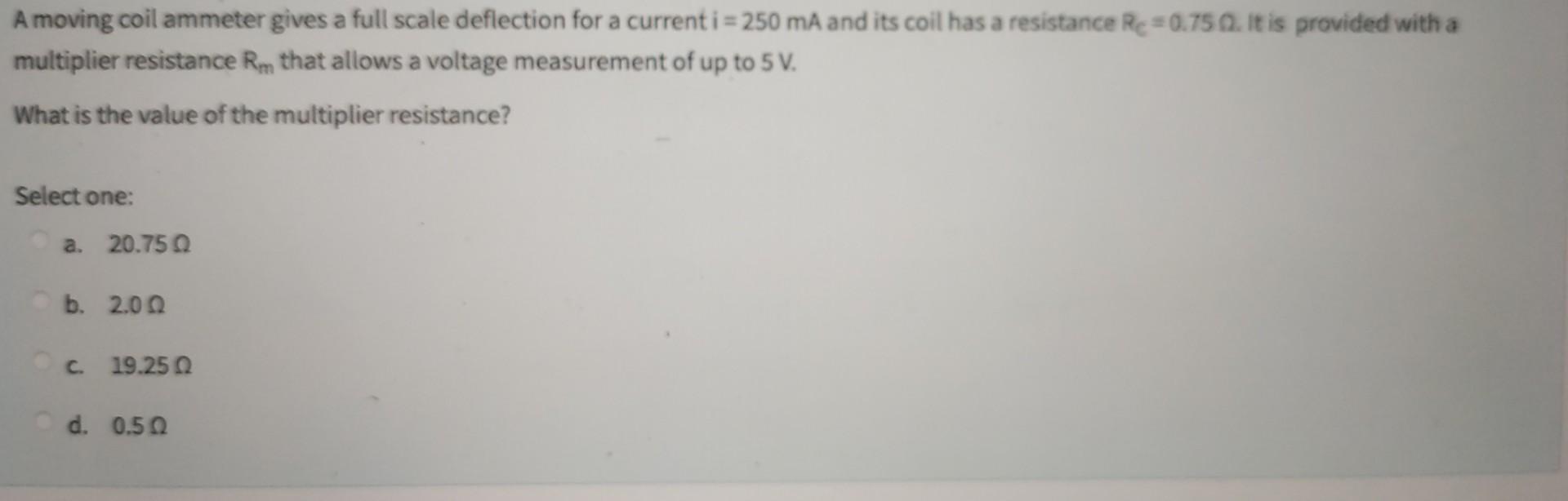 Solved A moving coil ammeter gives a full scale deflection | Chegg.com