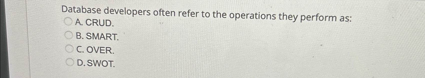 Solved Database developers often refer to the operations | Chegg.com