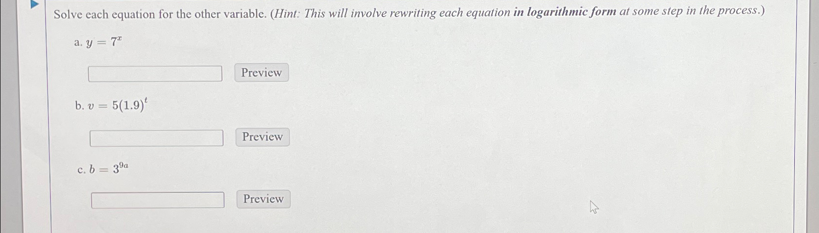 Solved Solve each equation for the other variable. (Hint: | Chegg.com