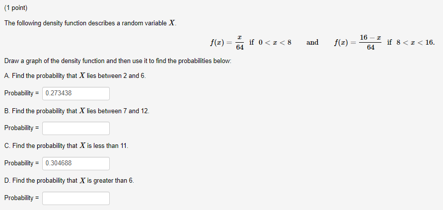 Solved 1 ﻿pointthe Following Density Function Describes A 