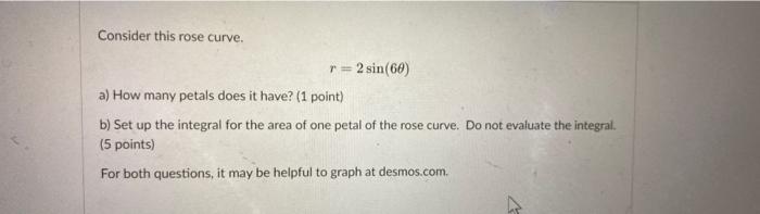 Solved Consider this rose curve. r=2 sin(60) a) How many | Chegg.com