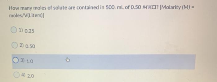 Solved How Many Moles Of Solute Are Contained In 500 Ml Of