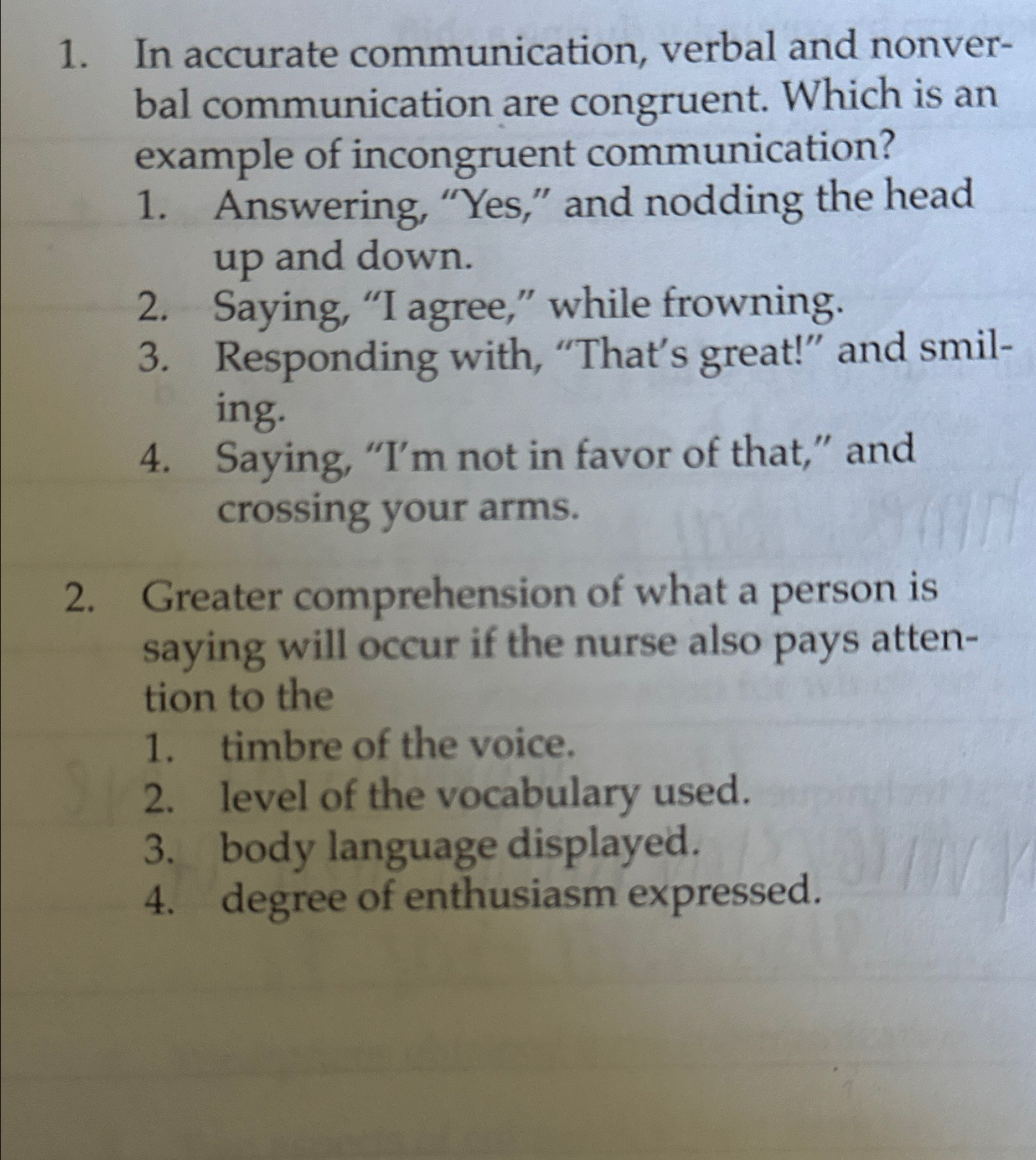 Solved In accurate communication, verbal and nonverbal | Chegg.com