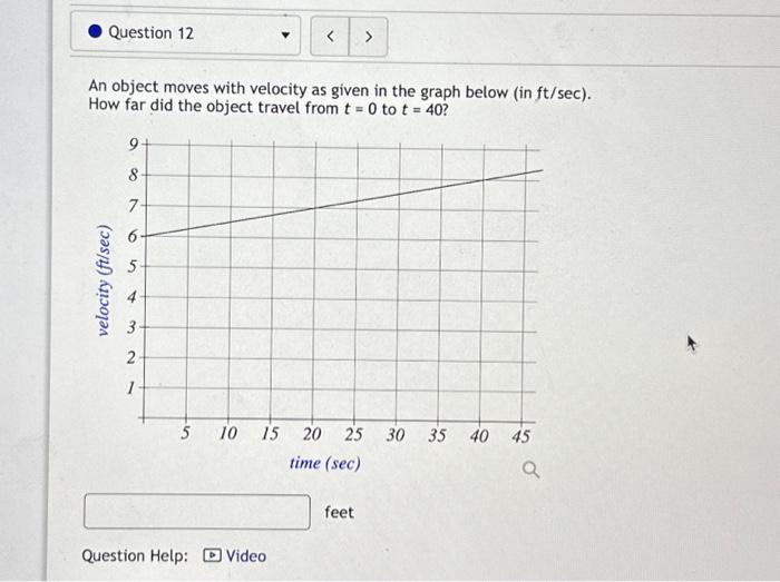 Solved Question 12 An object moves with velocity as given in | Chegg.com