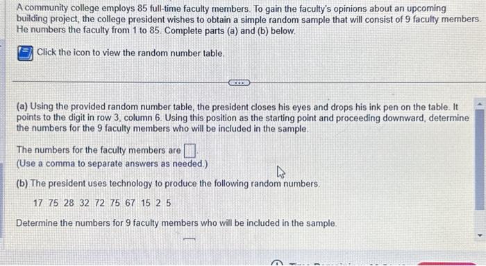 Solved A community college employs 85 full-time faculty | Chegg.com
