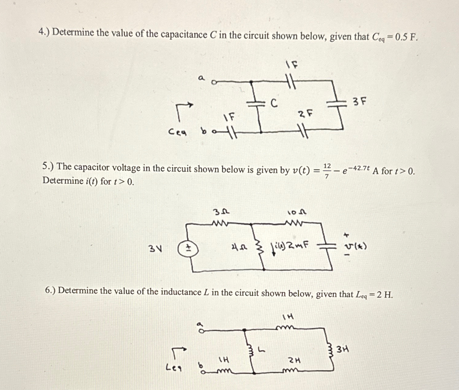 Solved 4.) ﻿Determine the value of the capacitance C ﻿in the | Chegg.com