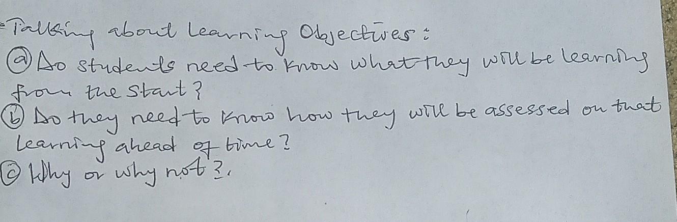 Talking about Learning Objectives: (a) Ao students | Chegg.com
