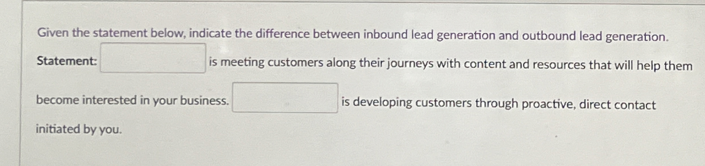 Solved Given the statement below, indicate the difference | Chegg.com