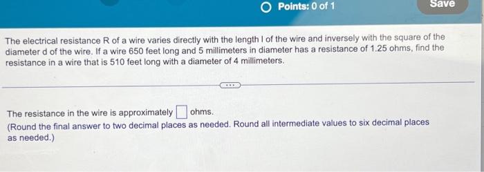 Solved The electrical resistance R of a wire varies directly | Chegg.com