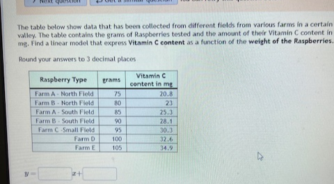 Solved The table below show data that has been collected | Chegg.com