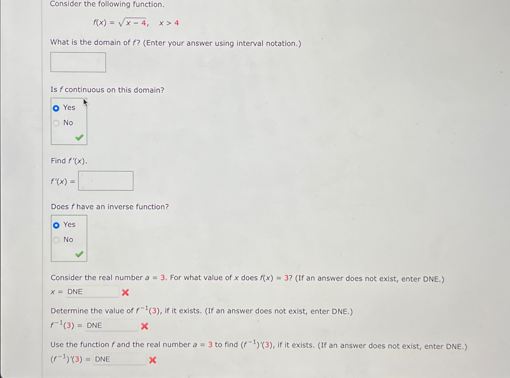 Solved Consider the following function.f(x)=x-42,x>4What is | Chegg.com