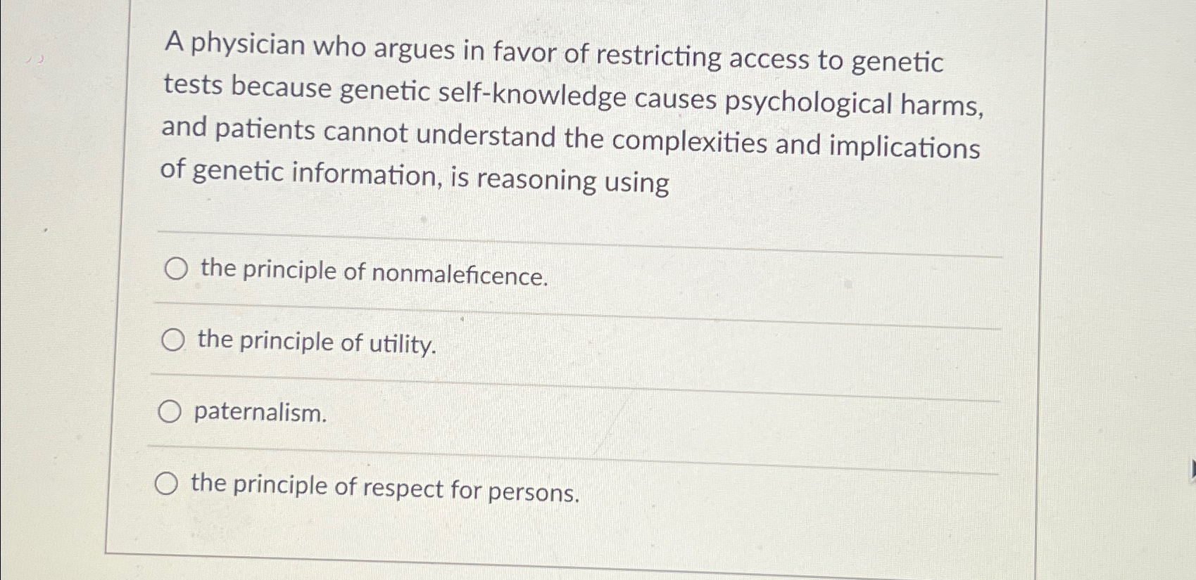 Solved A physician who argues in favor of restricting access | Chegg.com