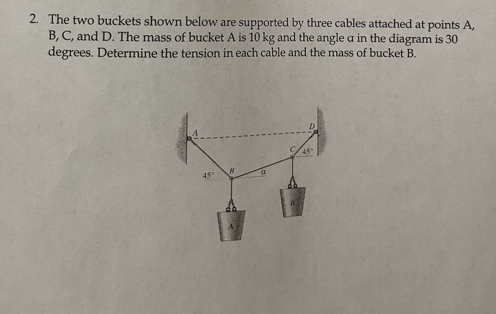 Solved The two buckets shown below are supported by three | Chegg.com