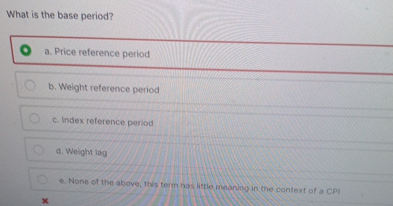 Solved What is the base period?a. ﻿Price reference periodb. | Chegg.com