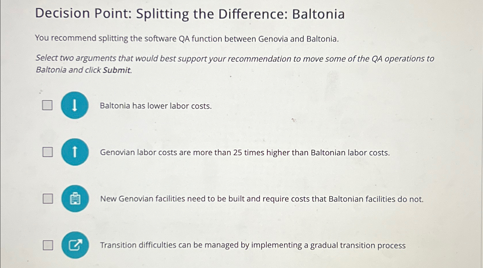 Solved Decision Point: Splitting the Difference: BaltoniaYou | Chegg.com