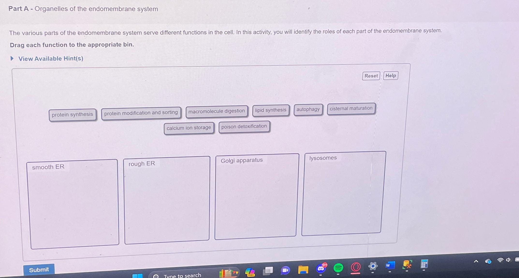 Solved Part A - ﻿Organelles of the endomembrane systemThe | Chegg.com