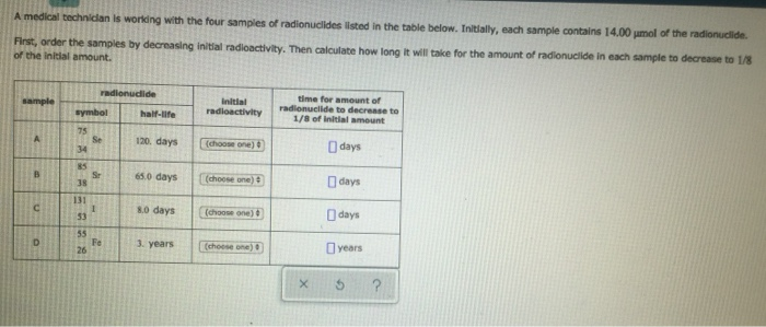 Solved Order the samples by decreasing initial | Chegg.com
