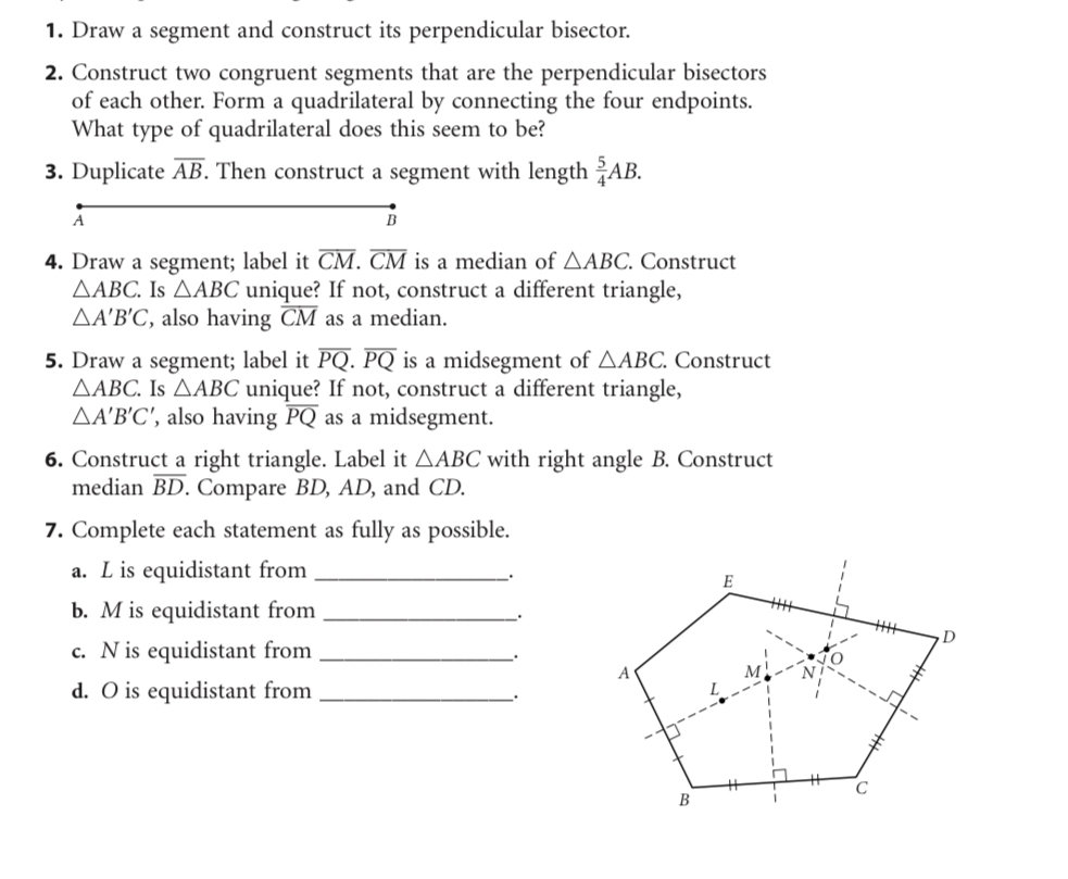 Solved Draw a segment and construct its perpendicular | Chegg.com