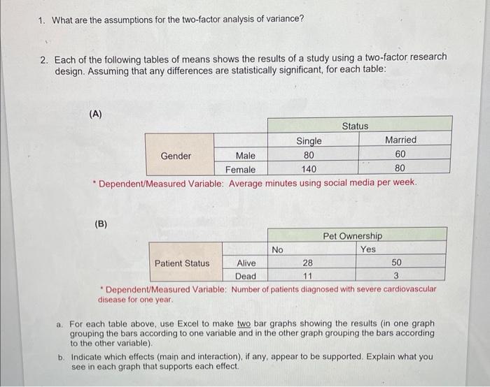 Solved 1. What are the assumptions for the two-factor | Chegg.com