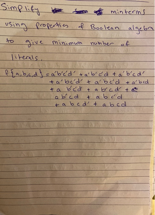Solved Simplify som minterms using properties of Boolean | Chegg.com