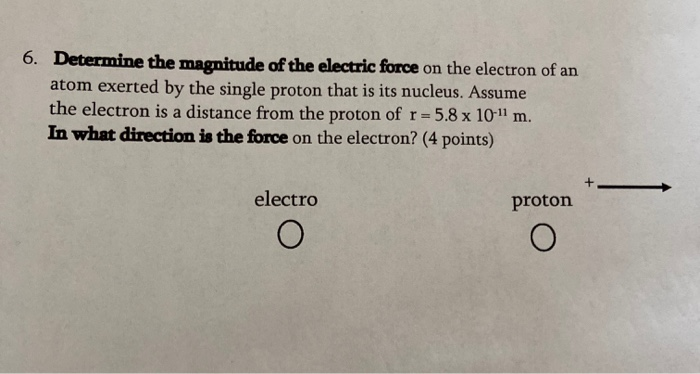 Solved 6. Determine the magnitude of the electric force on | Chegg.com