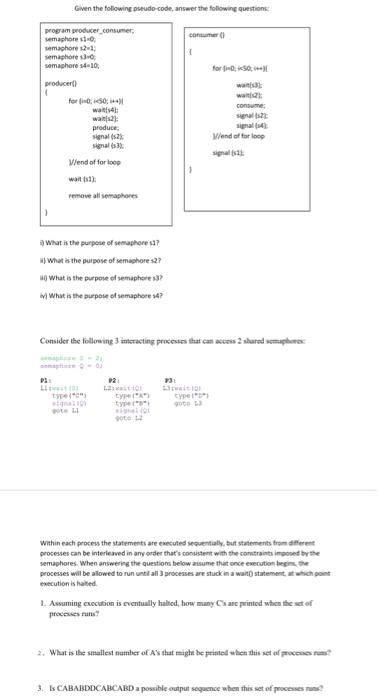 Given the followine pseudo-code, answer the following | Chegg.com
