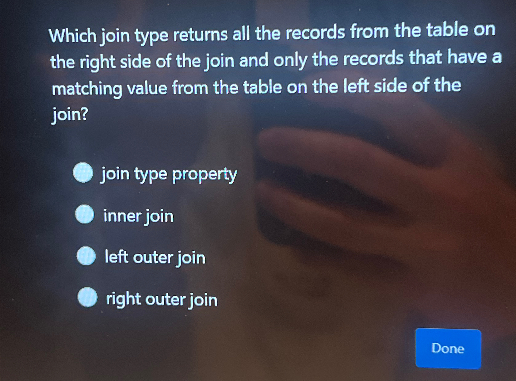 Solved Which join type returns all the records from the | Chegg.com