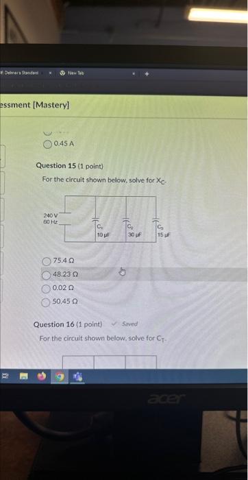 Solved For the circuit shown below, solve for XC - 75.4Ω | Chegg.com